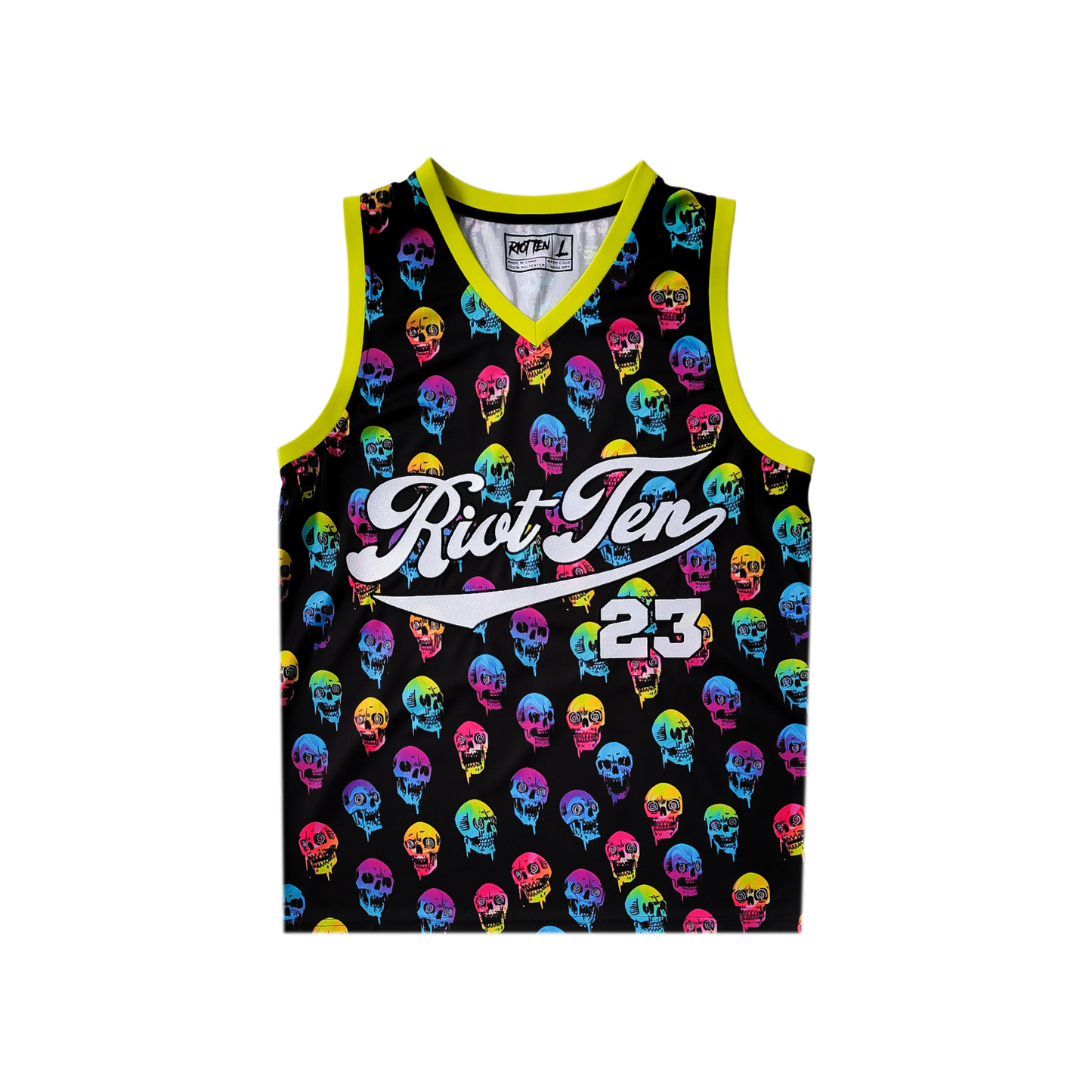Riot Ten - Trippy Skull Basketball Jersey – KT8 Merch Co