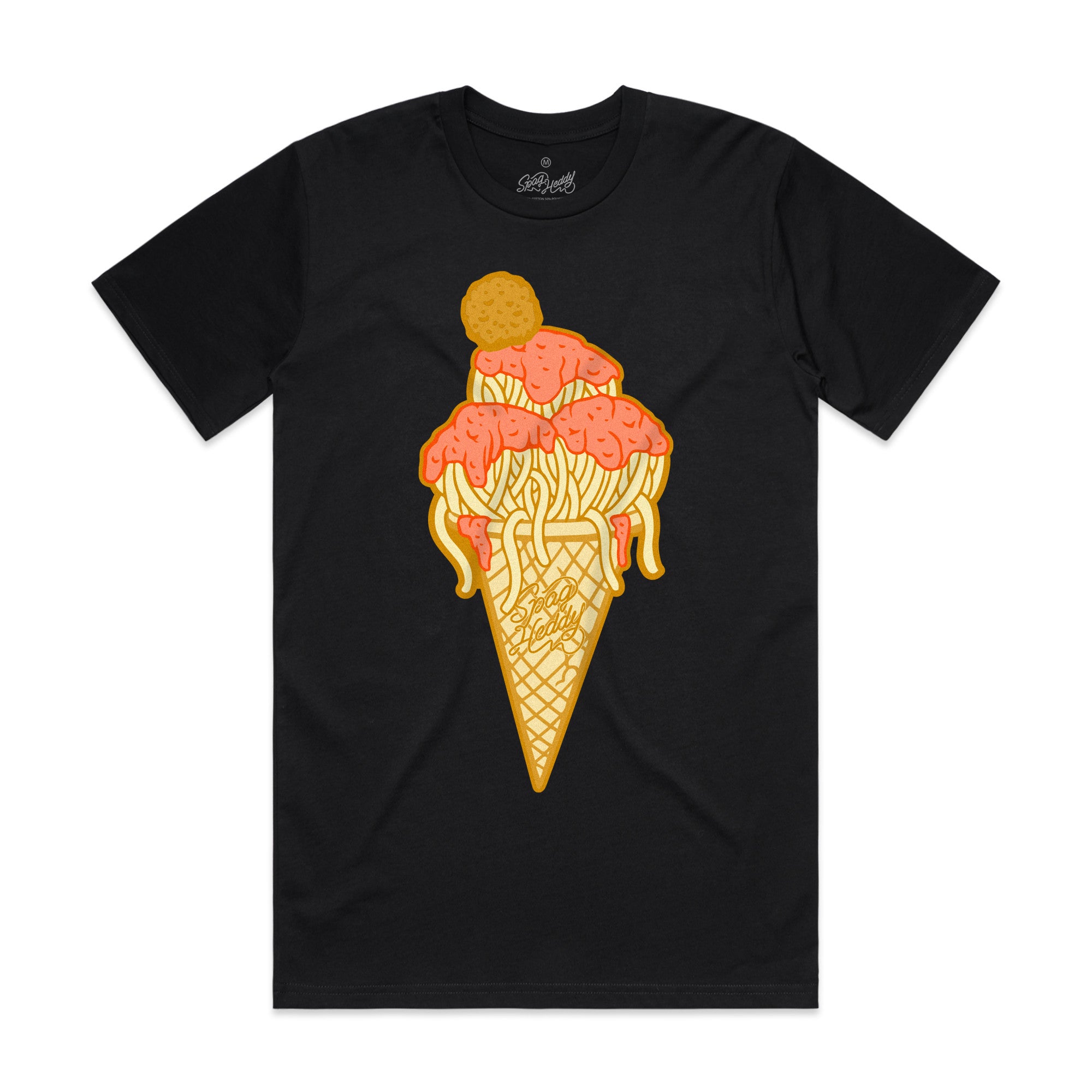 Spag Heddy - Pasta Cone - Black Tee – KT8 Merch Co